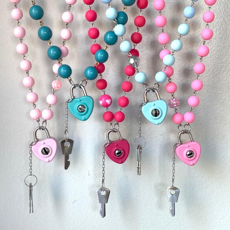 Heart Enamel Locket Padlock Statement Necklace Vintage Lock | Etsy