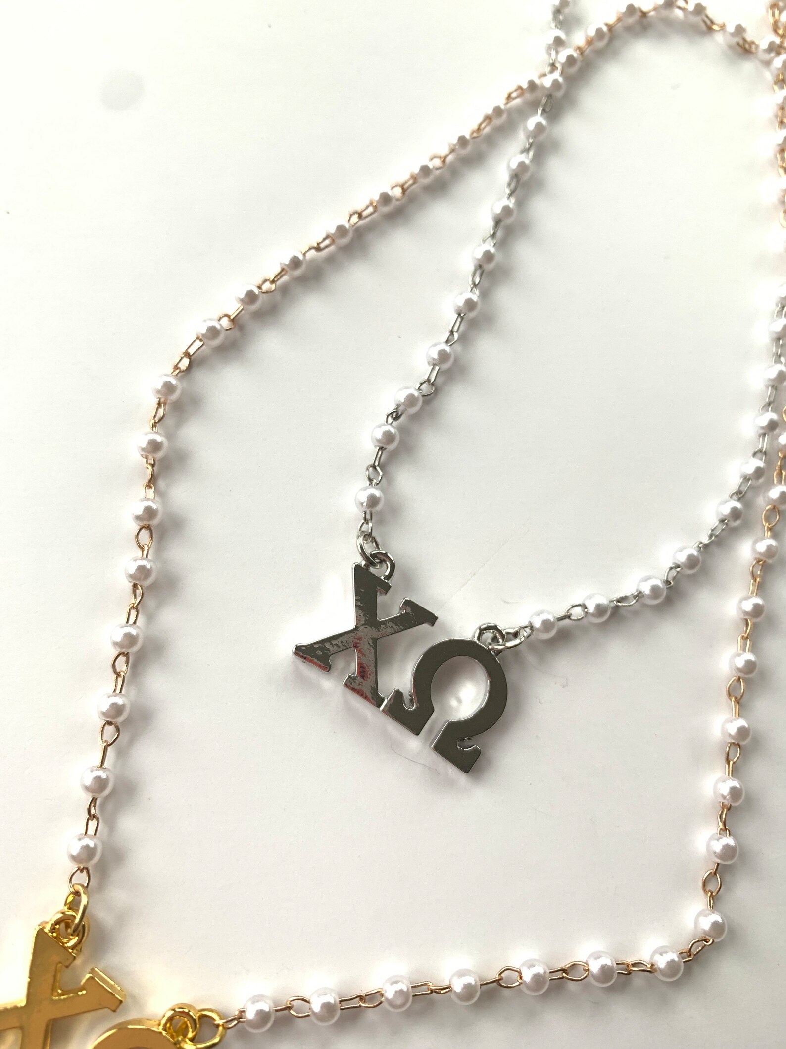 Chi Omega Necklace Licensed Greek Letter Pearl Lavalier Chi O - Etsy