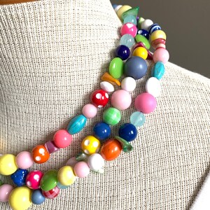 Confetti Necklace Multi Strand Colorful Bubblegum Choker - Etsy