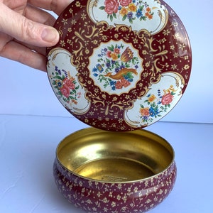 Vintage Tin Canister Lidded Antique Floral Daher Like Decorated Ware ...