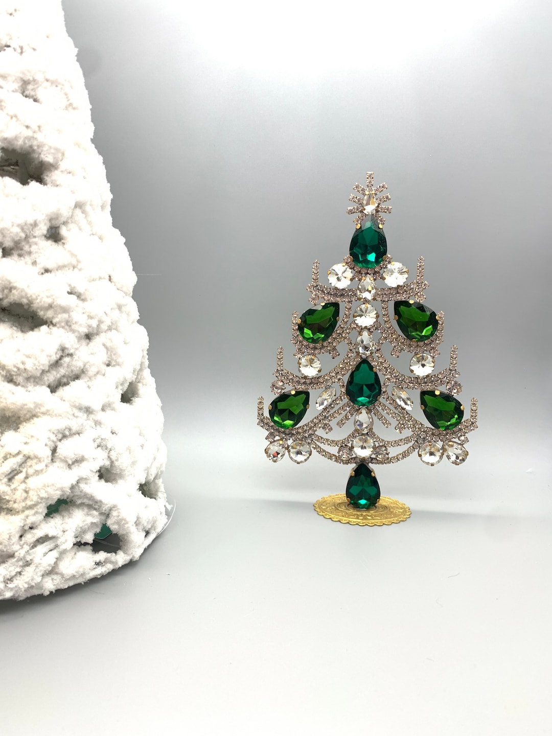 Vintage Czech Rhinestone Christmas Tree, Vntg Holiday Xmas Ornament ...