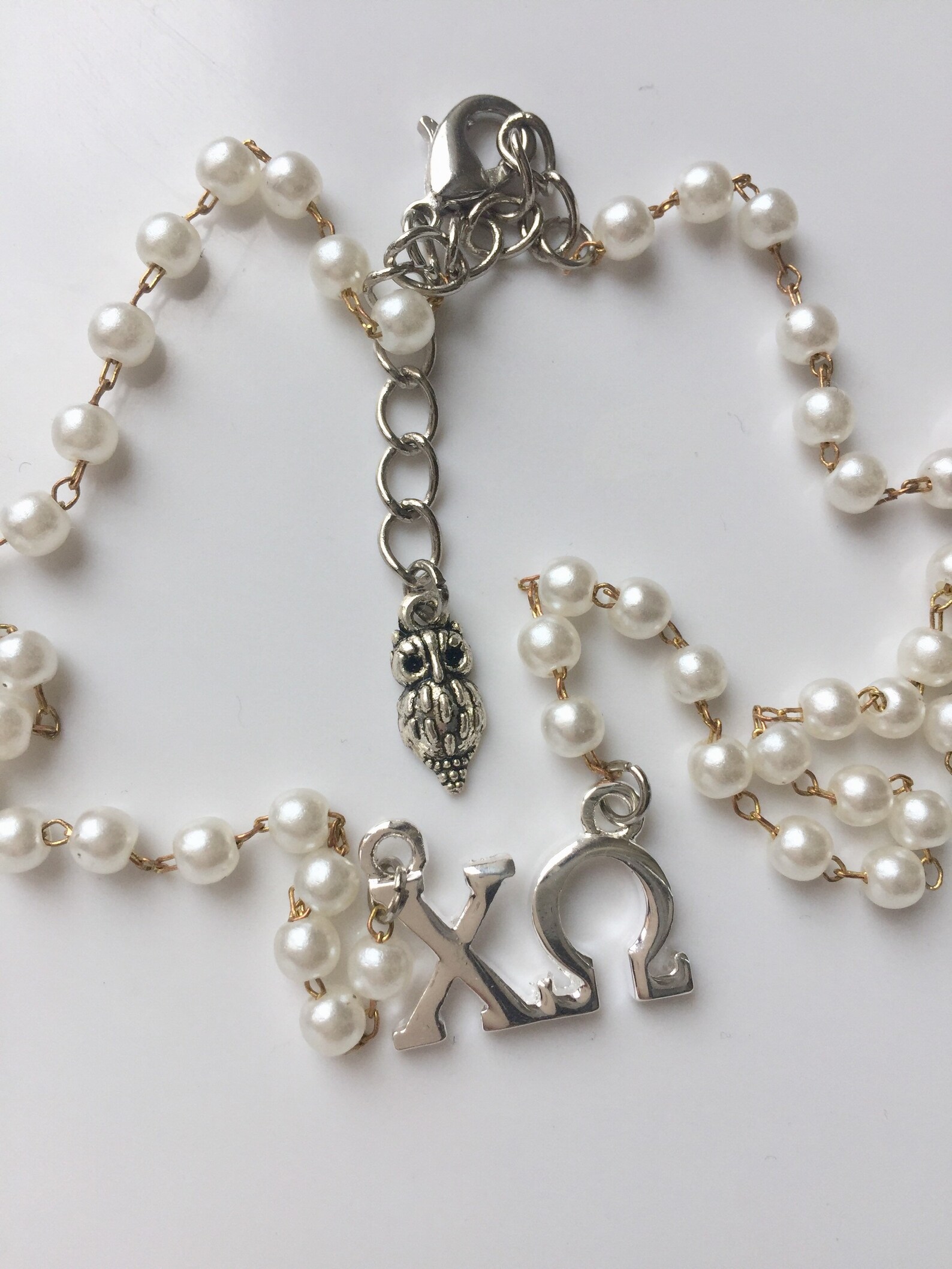 Chi Omega Necklace Licensed Greek Letter Pearl Lavalier Chi O | Etsy