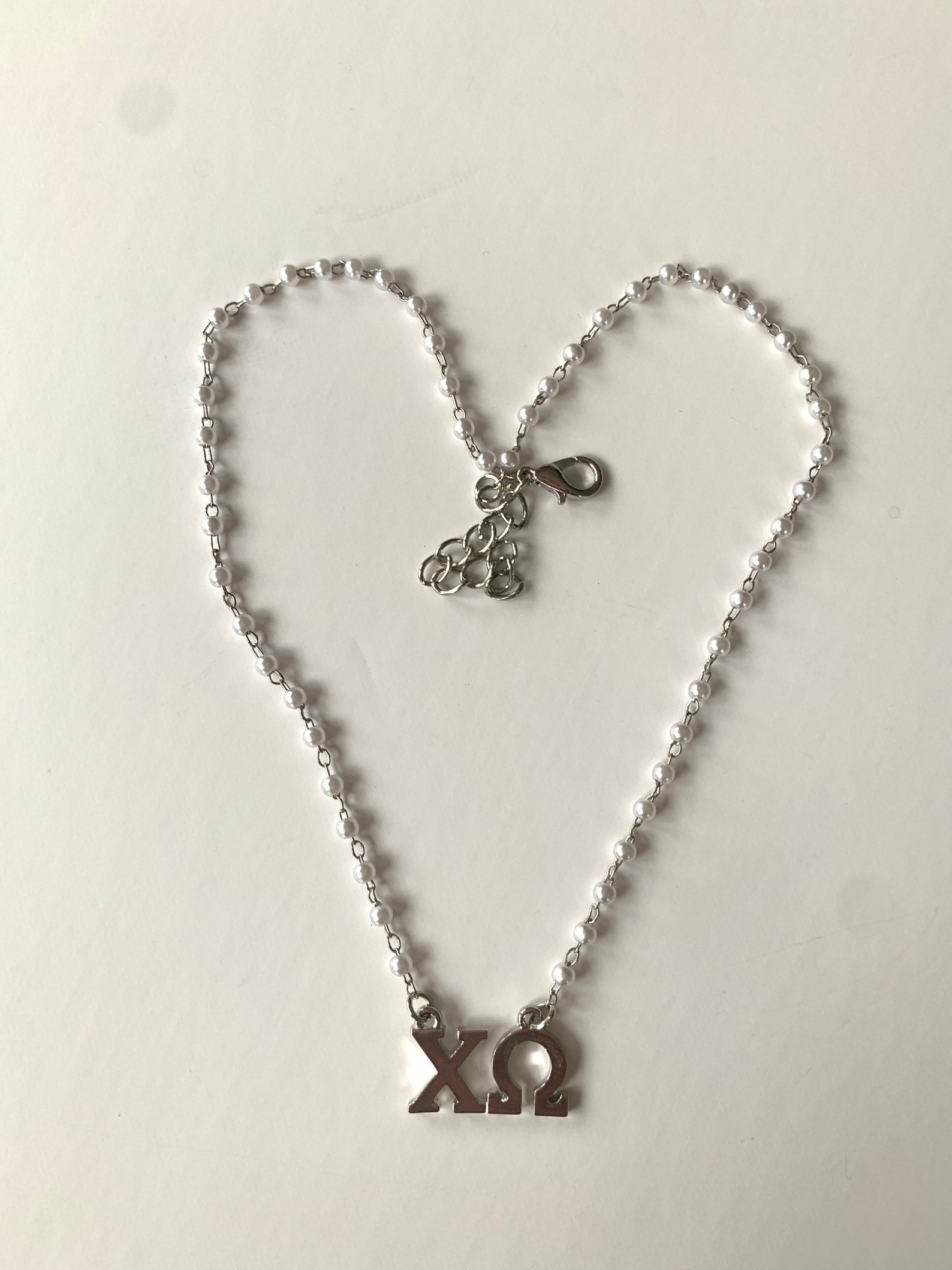 Chi Omega Necklace Licensed Greek Letter Pearl Lavalier Chi O - Etsy