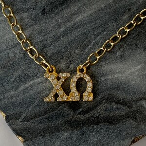 Chi Omega Necklace Licensed Greek Letter Pearl Lavalier Chi O Link ...