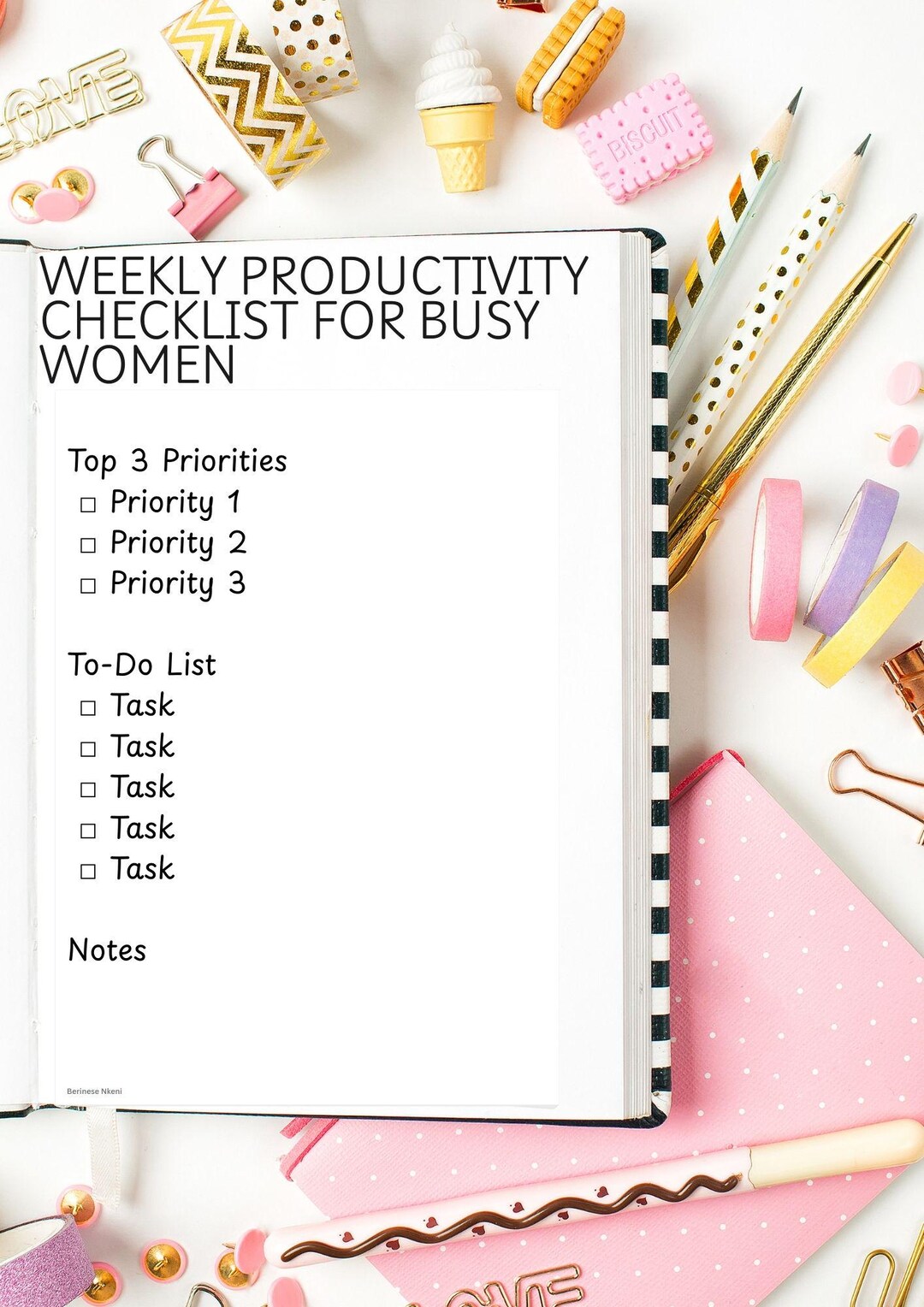 Weekly Productivity Checklist Printable | Minimal to Do List | Digital ...