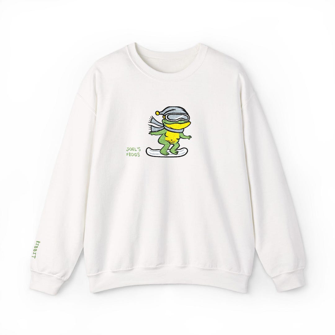 Snowboard Frog Embroidered Sweat - Etsy