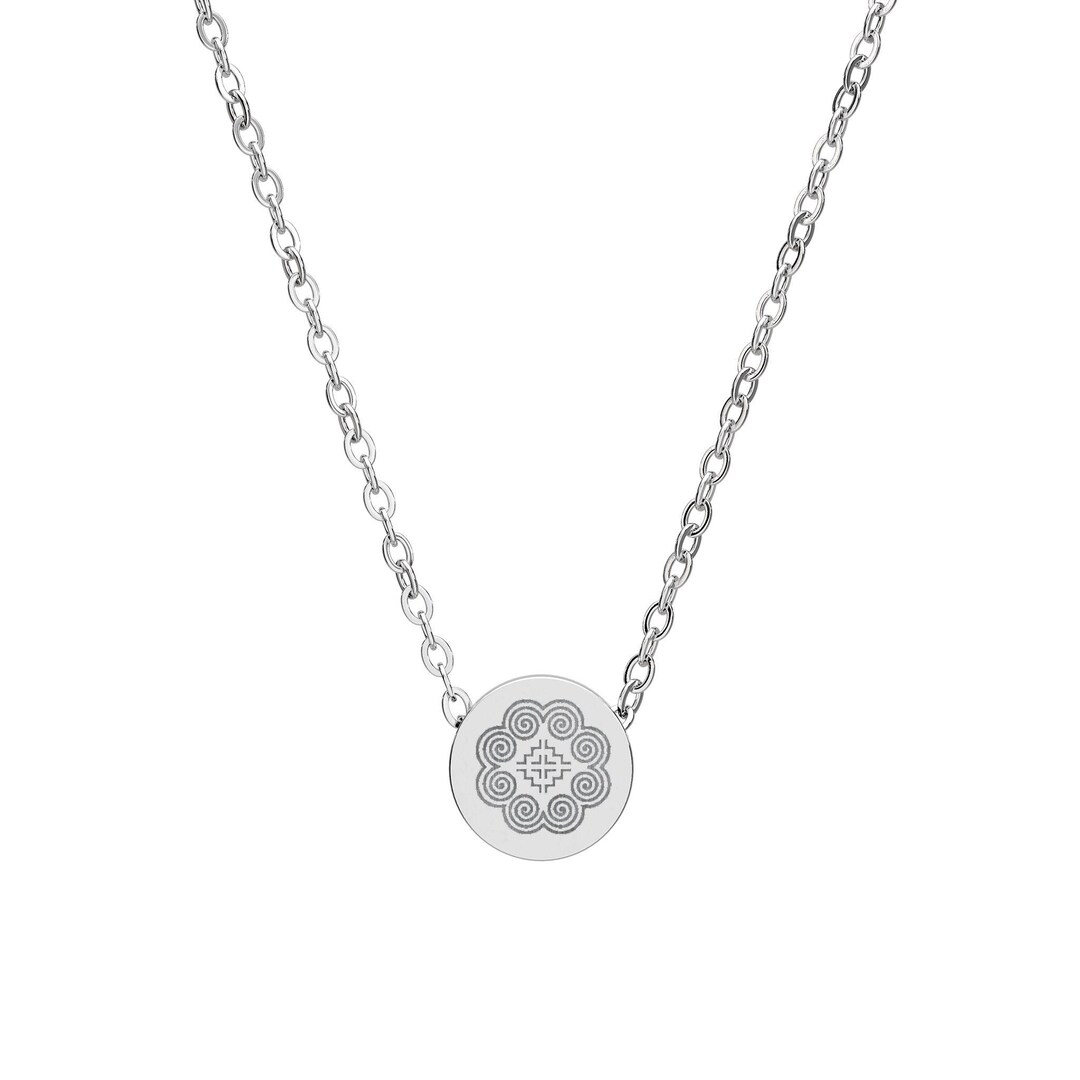 Engraved Hmong Symbol Mini Circle Necklace | Personalized Engraving ...