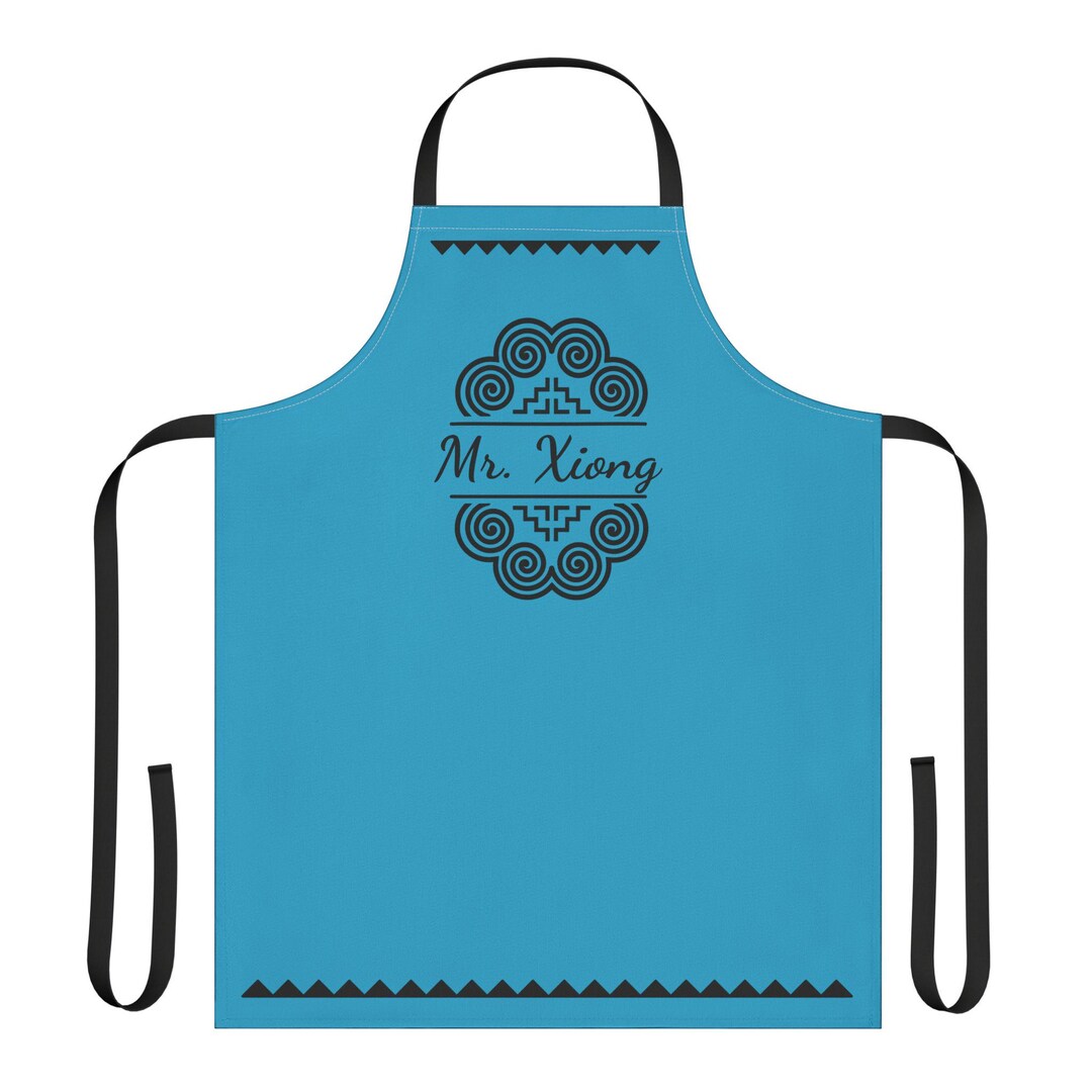 Custom Name Hmong Design Turquoise Apron, Personalized Kitchen Apron ...