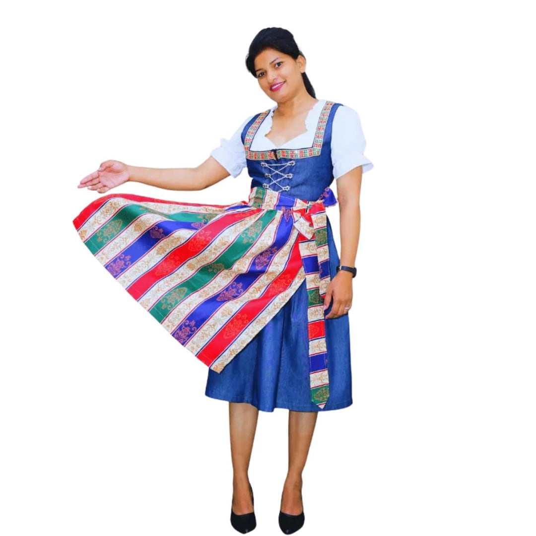Denim Dirndl Dress for Oktoberfest | Modern German Bavarian Festival ...