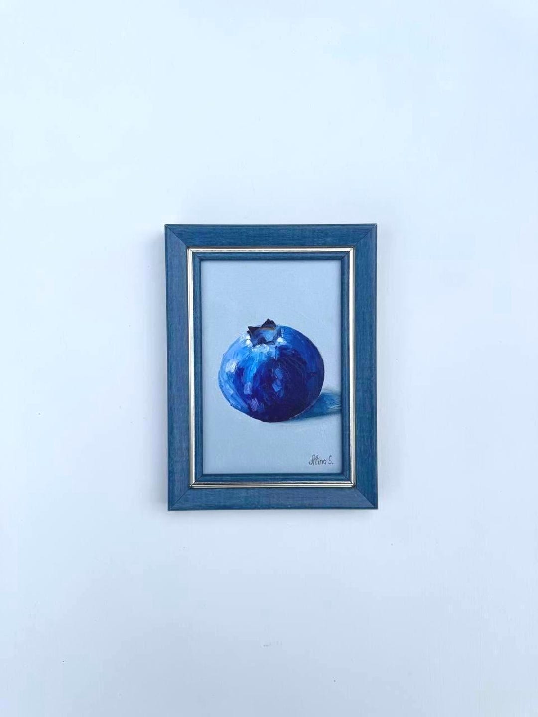Original Small-sized Painting Blueberry Painted With Oil Paints in a ...