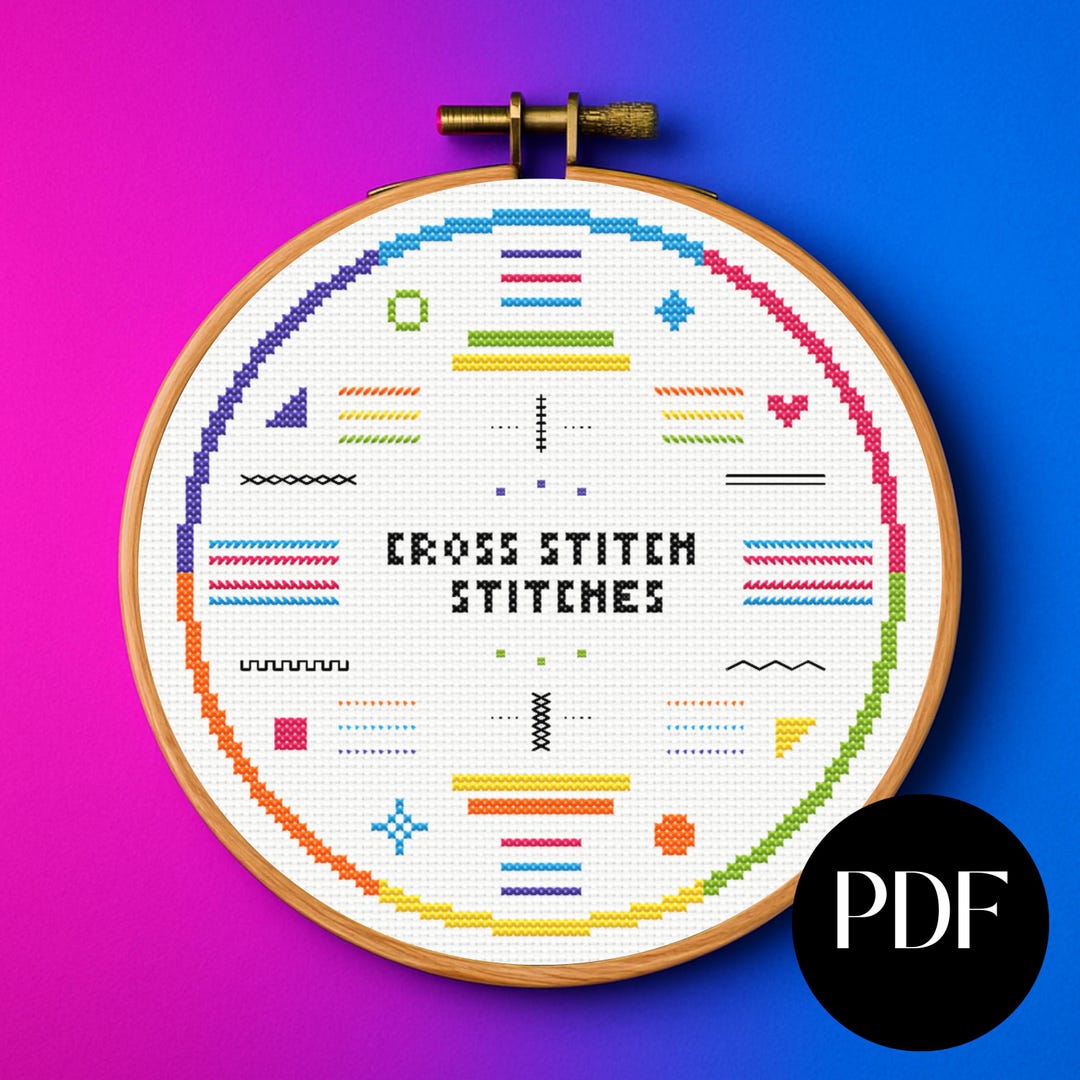 Cross Stitch Sampler Pattern: Modern Embroidery Stitches Practice (PDF ...