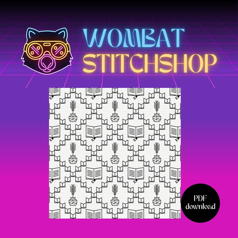 Blackwork Book and Ink Lattice Pattern, Cross Stitch Bookworm Feather ...