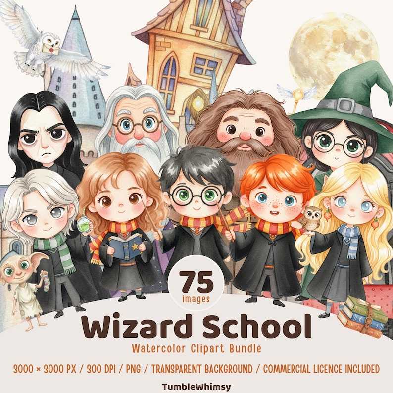 Wizard School Clipart Bundle, Cute Wizard Clipart, Witch Clipart, Magic ...