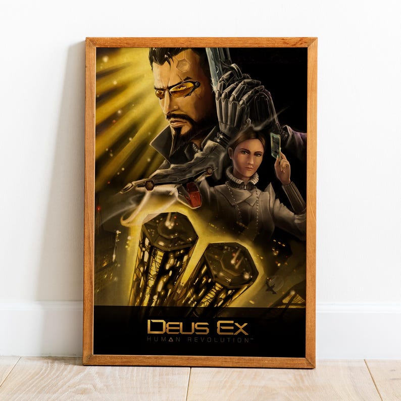 Deus Ex Retro Poster | Adam Jensen Wall Art | Wall Decor | Kraft Paper ...