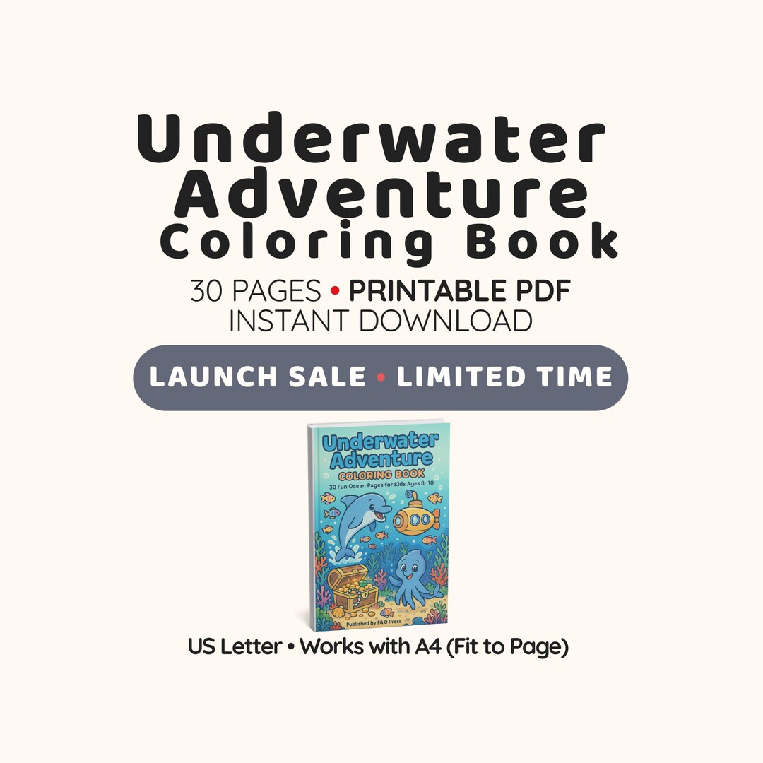 Underwater Adventure Printable Coloring Book PDF • 30 Pages • Ages 8–10 ...
