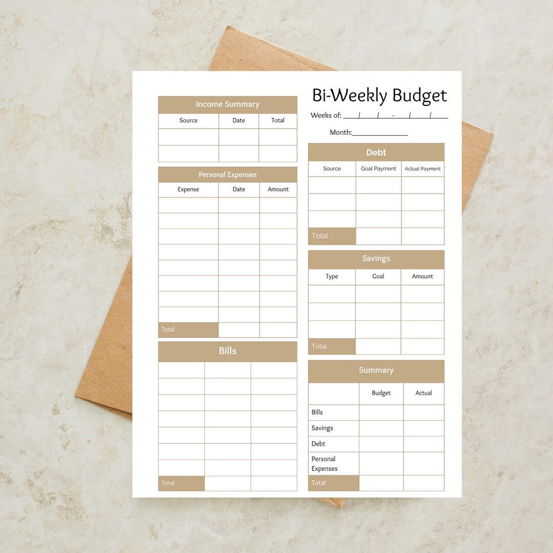 Bi-weekly Budget Tracker and Planner Brown - Etsy