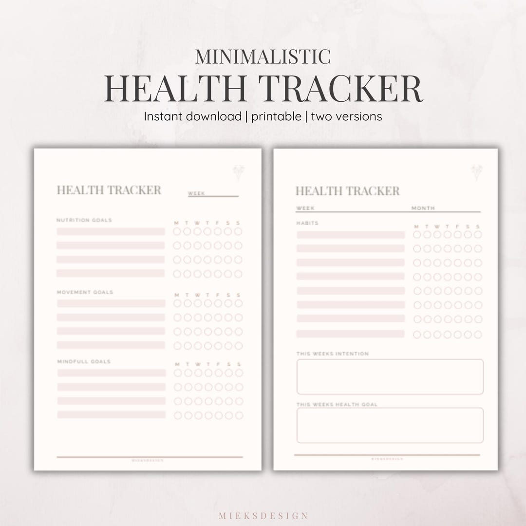 Health Tracker Printable | Wellness Planner Insert | Daily Health Log ...