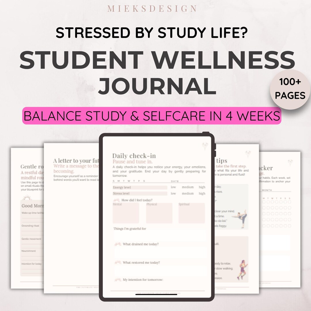 Student Wellness Journal | Digital Selfcare Planner | Student Balance ...