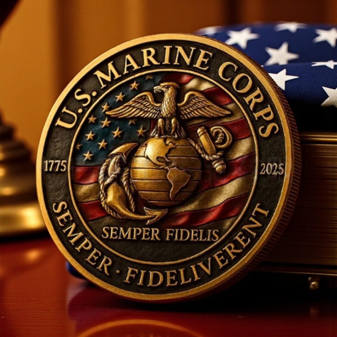 2PC Marine Corps 250th Anniversary Coins Gift for Veteran Military ...