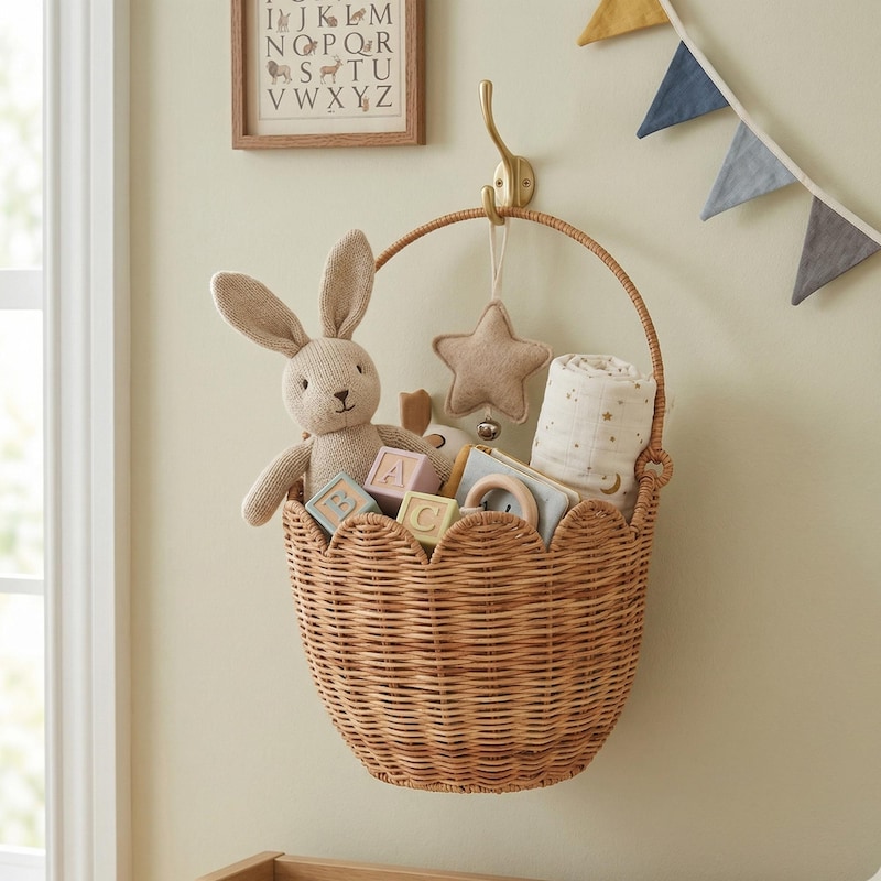 Wicker Wall Baskets Nursery - Etsy