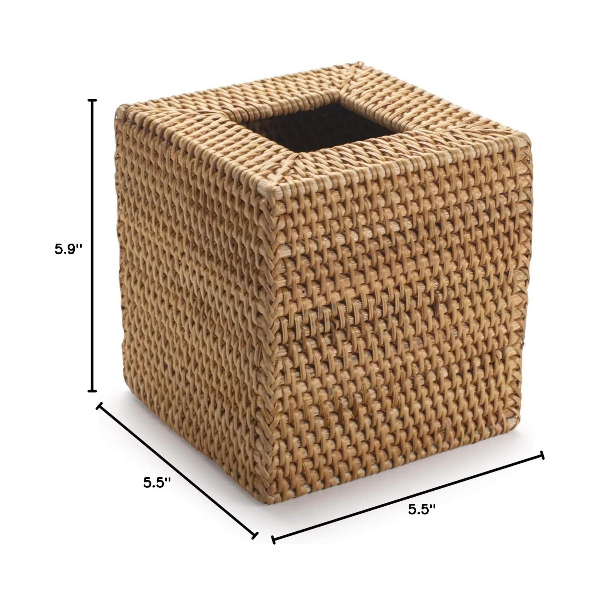 Boho Rattan Tissue Box Cover, Farmhouse Style Woven Napkin Holder for ...