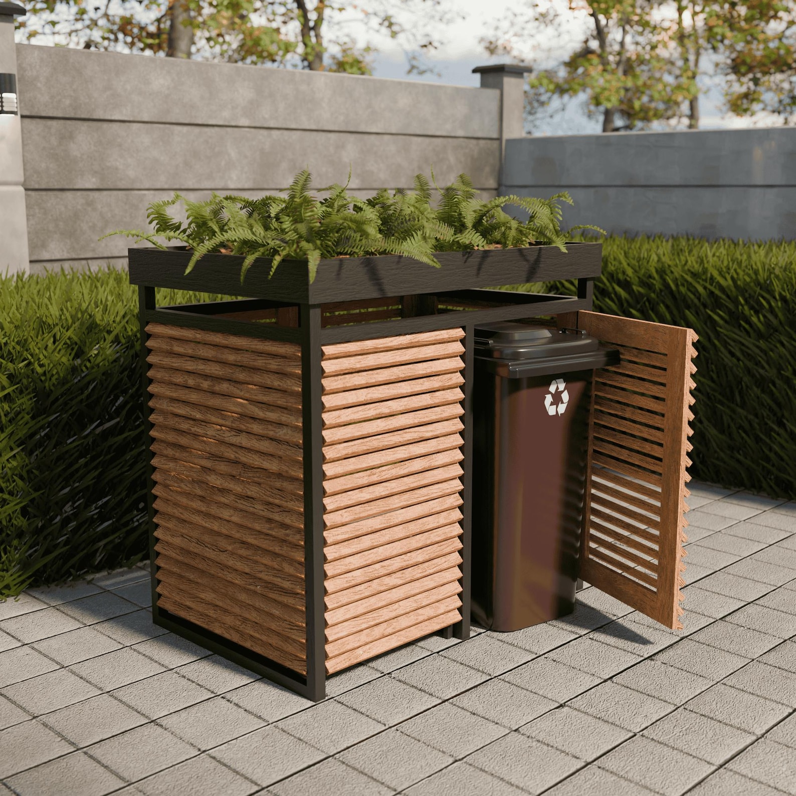 Woodworking Plans - DIY Trash Garbage Bin Enclosure Box Waste Box 64gal ...