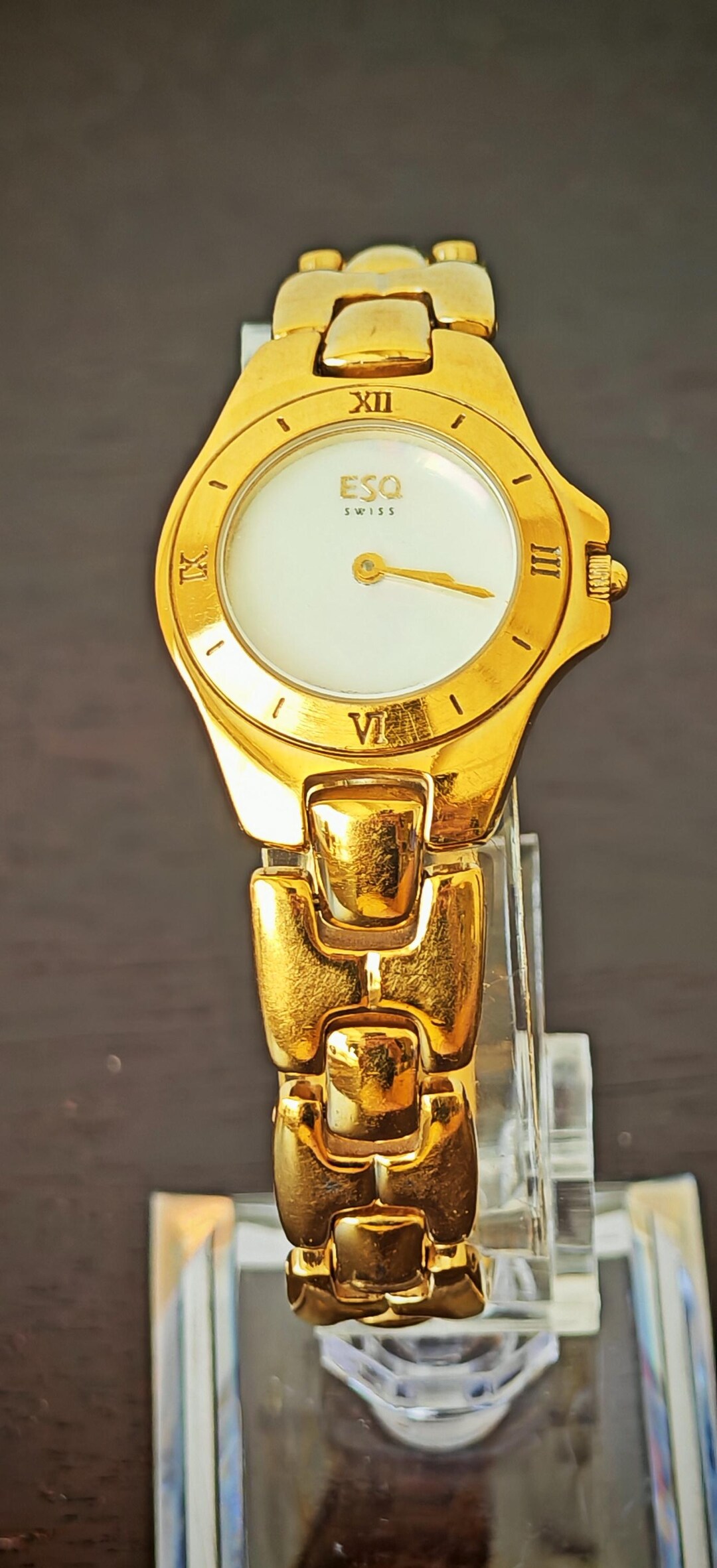 ESQ by Movado Quartz Watch – Gold Dial, Gold Bracelet, 2000's - Etsy