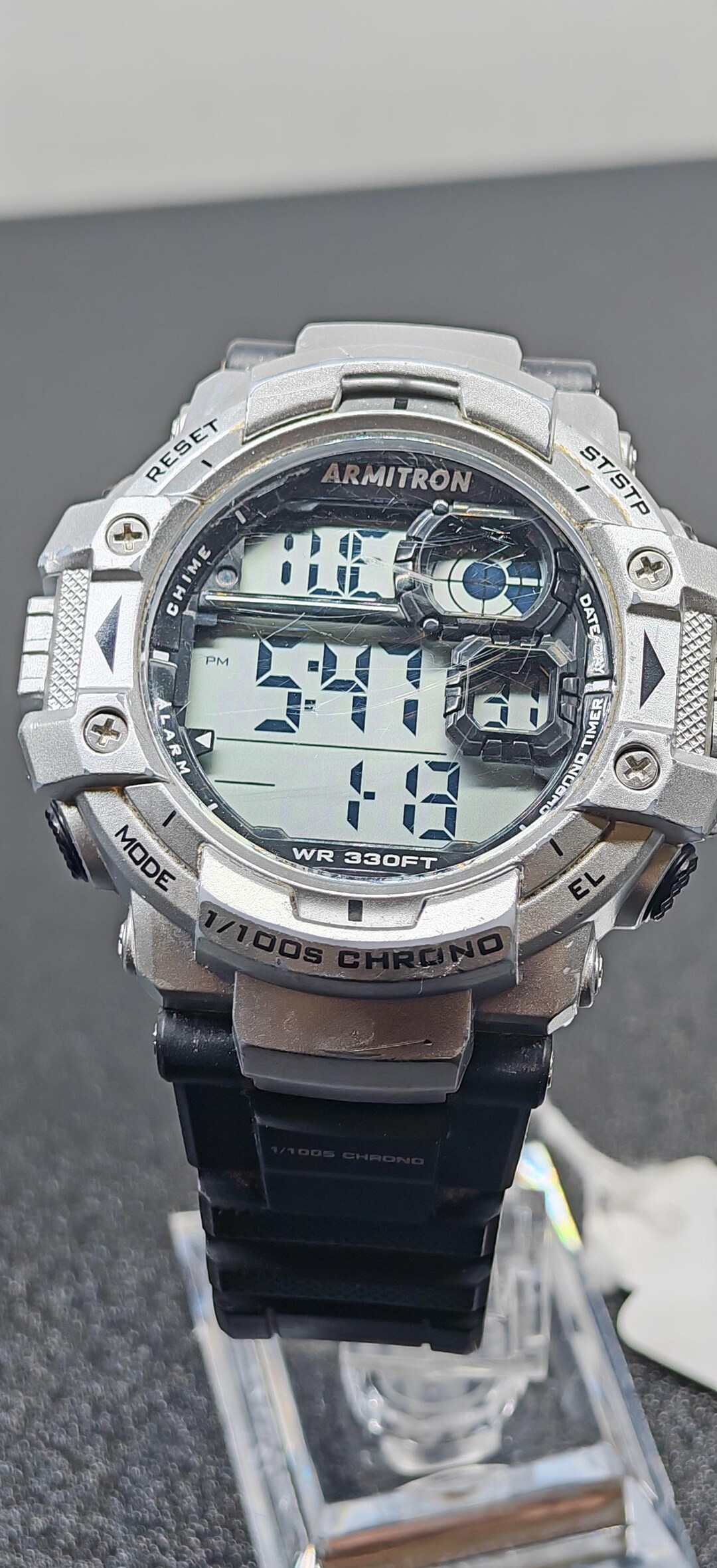 Armitron Pro Sport Watch — Silver Dial & Bezel, Black Strap, Sleek ...