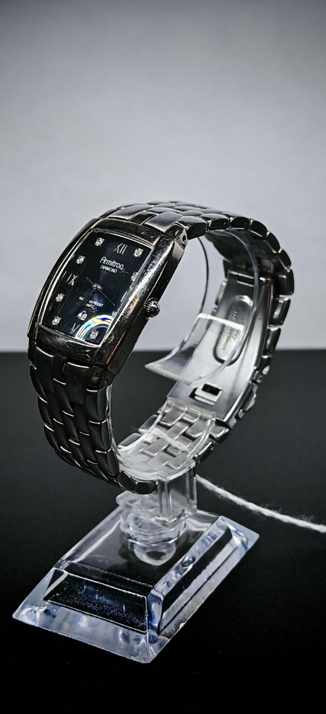Armitron Diamond Series Watch – Black Dial & Silver Stainless Steel ...