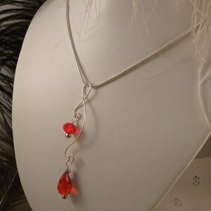 Red Crystal and Sterling Silver Necklace and Chain - Etsy