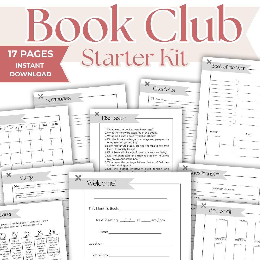 Book Club Starter Kit - Printable Planner Guide for Hosting Meetings ...