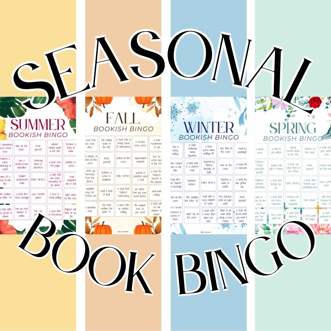 Book Bingo Reading Challenge Printable for Winter, Spring, Summer, and ...