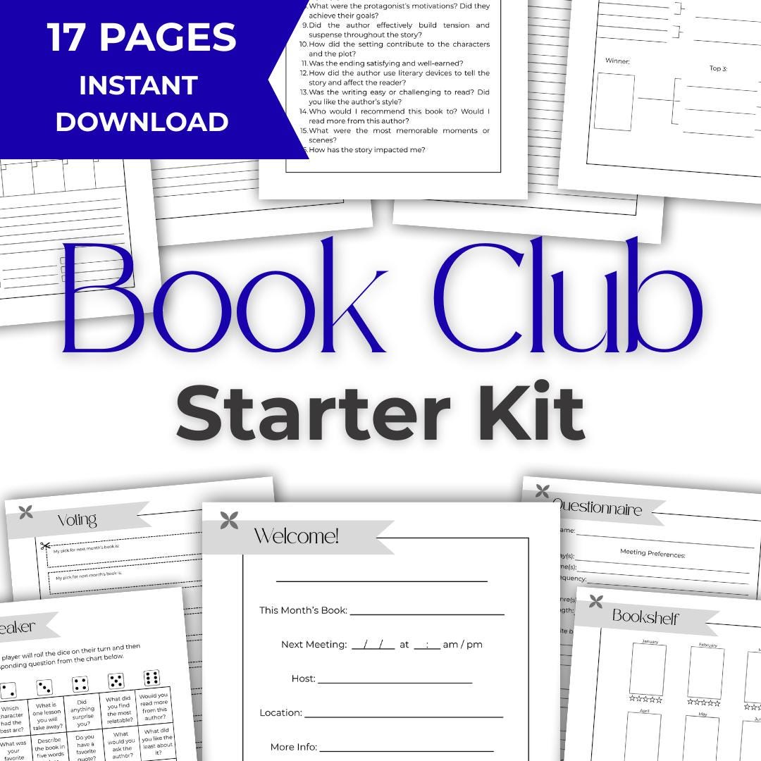 Book Club Starter Kit - Printable Planner Guide for Hosting Meetings ...