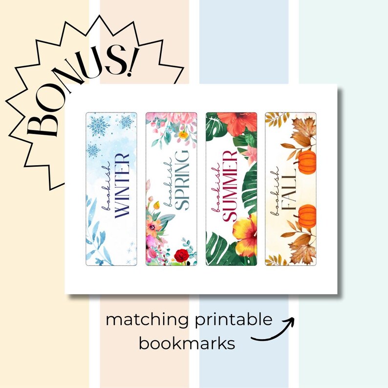 Book Bingo Reading Challenge Printable for Winter, Spring, Summer, and ...