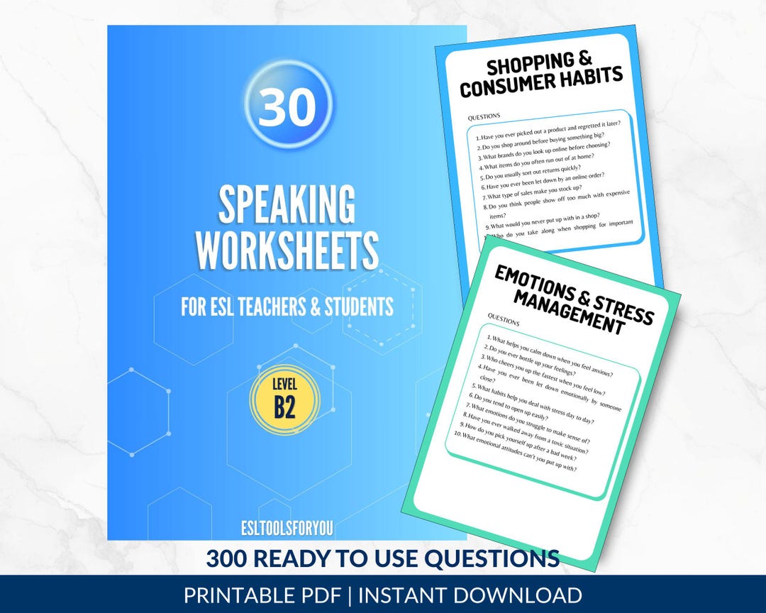 ESL Conversation Cards for Intermediate Students | B2 English Questions ...