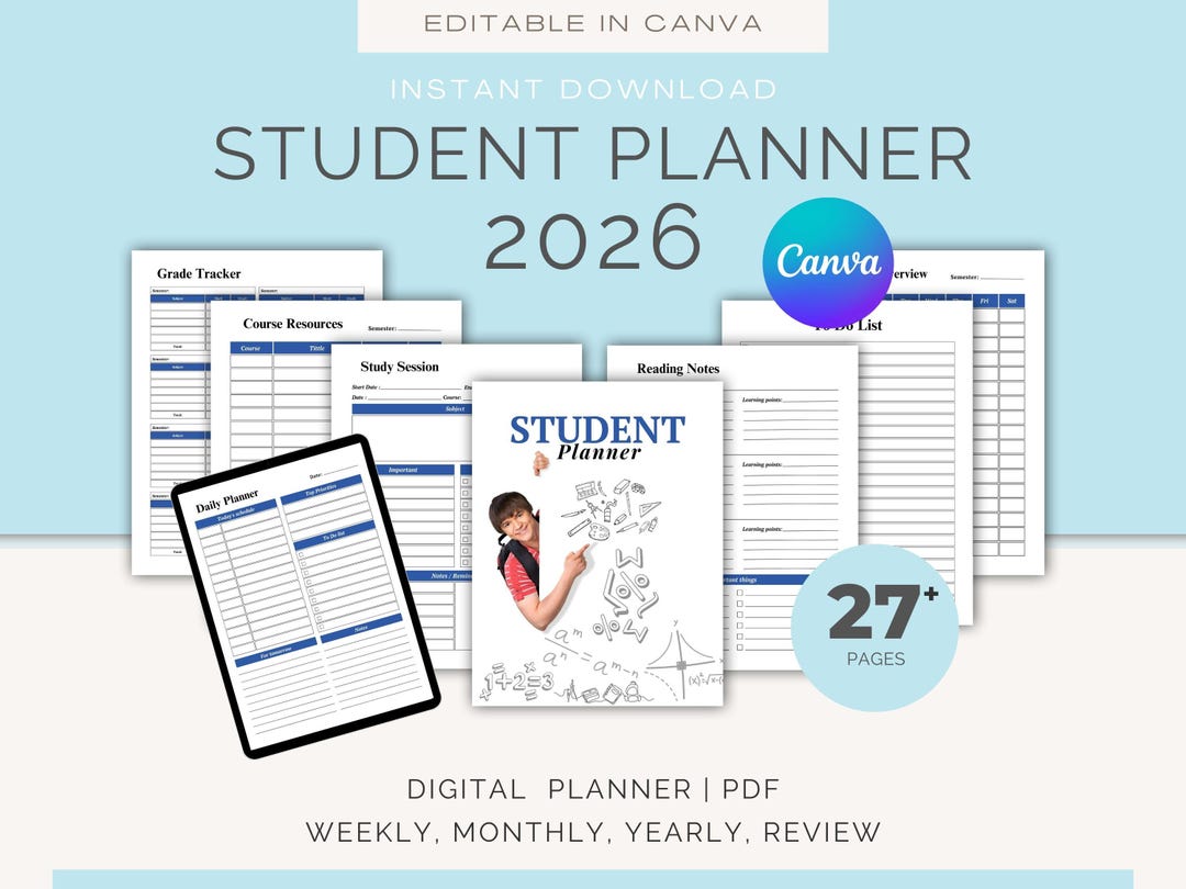 Student Planner Bundle | Study Bundle Academic | Printable & Editable ...