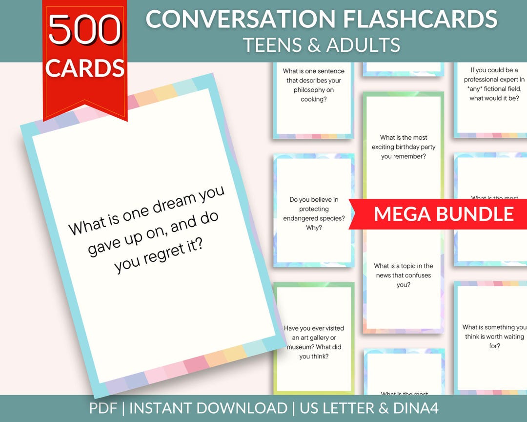 English Conversation Flashcards 500 Questions | ESL Icebreaker Game ...