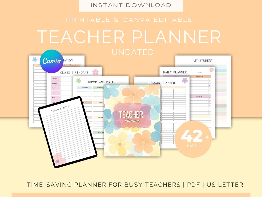 Teacher Planner Printable, Teaching Binder, Lesson Planner, Classroom ...