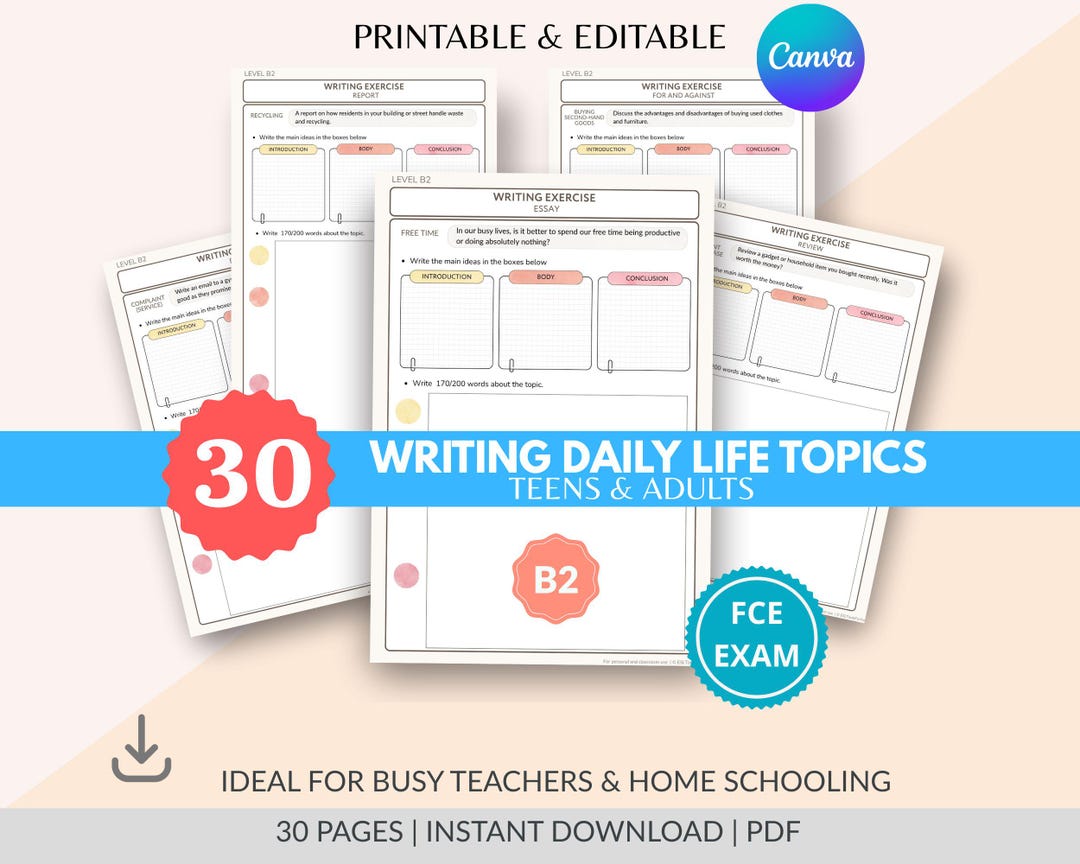 30+ B2 First Writing Prompts for Adults & Teens, FCE Exam Practice ...