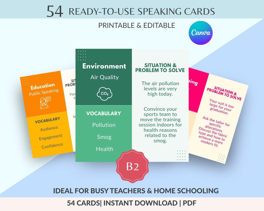 Adult ESL Conversation Cards for Upper Intermediate Students & Teacher ...