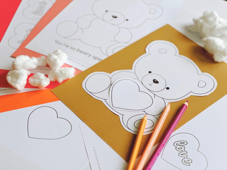 Valentine's Day Craft: Fluffy Bear Cotton Ball Activity for Kids ...