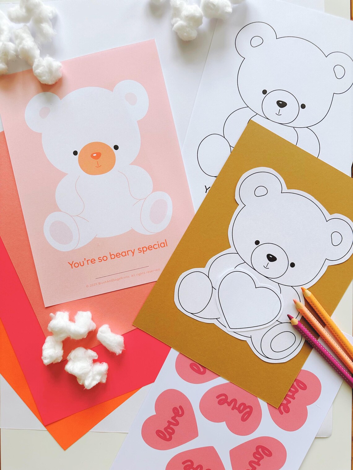 Valentine's Day Craft: Fluffy Bear Cotton Ball Activity for Kids ...
