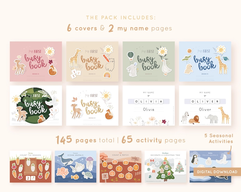 Busy Book for Kids: Toddler Quiet Book | Learning Binder (printable PDF ...