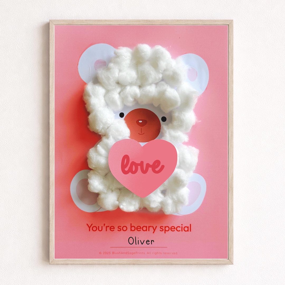 Valentine's Day Craft: Fluffy Bear Cotton Ball Activity for Kids ...