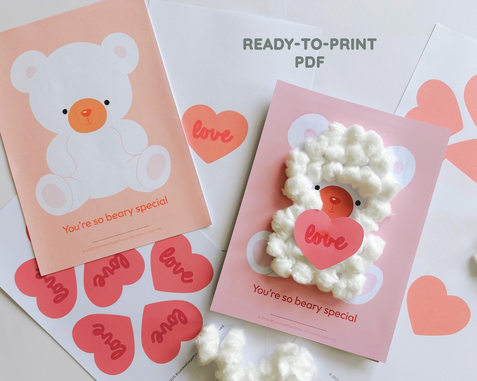 Valentine's Day Craft: Fluffy Bear Cotton Ball Activity for Kids ...