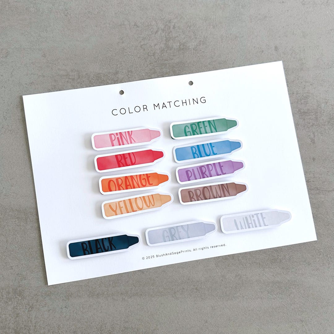 Crayon Color Matching Game: Toddler Learning Printable (PDF) - Etsy