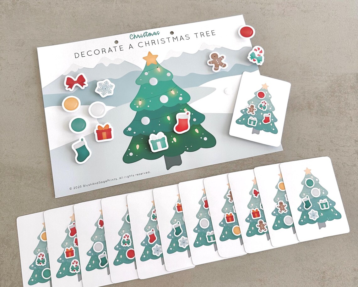 Christmas Tree Decorating Activity: Toddler Busy Book Printable (PDF ...