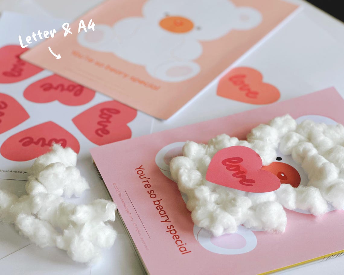 Valentine's Day Craft: Fluffy Bear Cotton Ball Activity for Kids ...