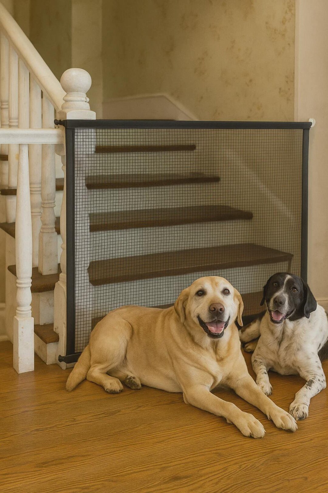 Dog Safety Gate - Foldable Breathable Mesh Fence, Stair and Door ...
