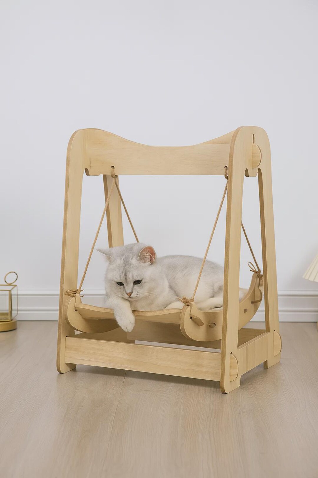Wooden Pet Swing for Dogs and Cats – Small Hammock With Removable Nest ...